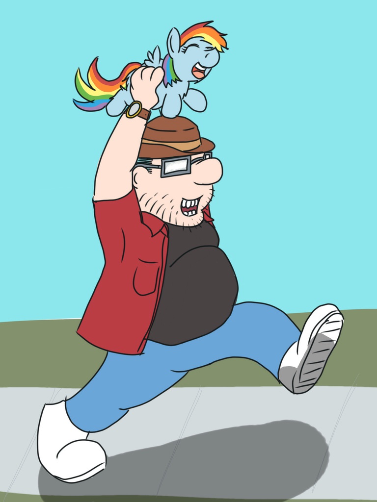 #766196 - safe, artist:fluffsplosion, fluffy pony, human, brony, fat, fluffydash, neckbeard ...