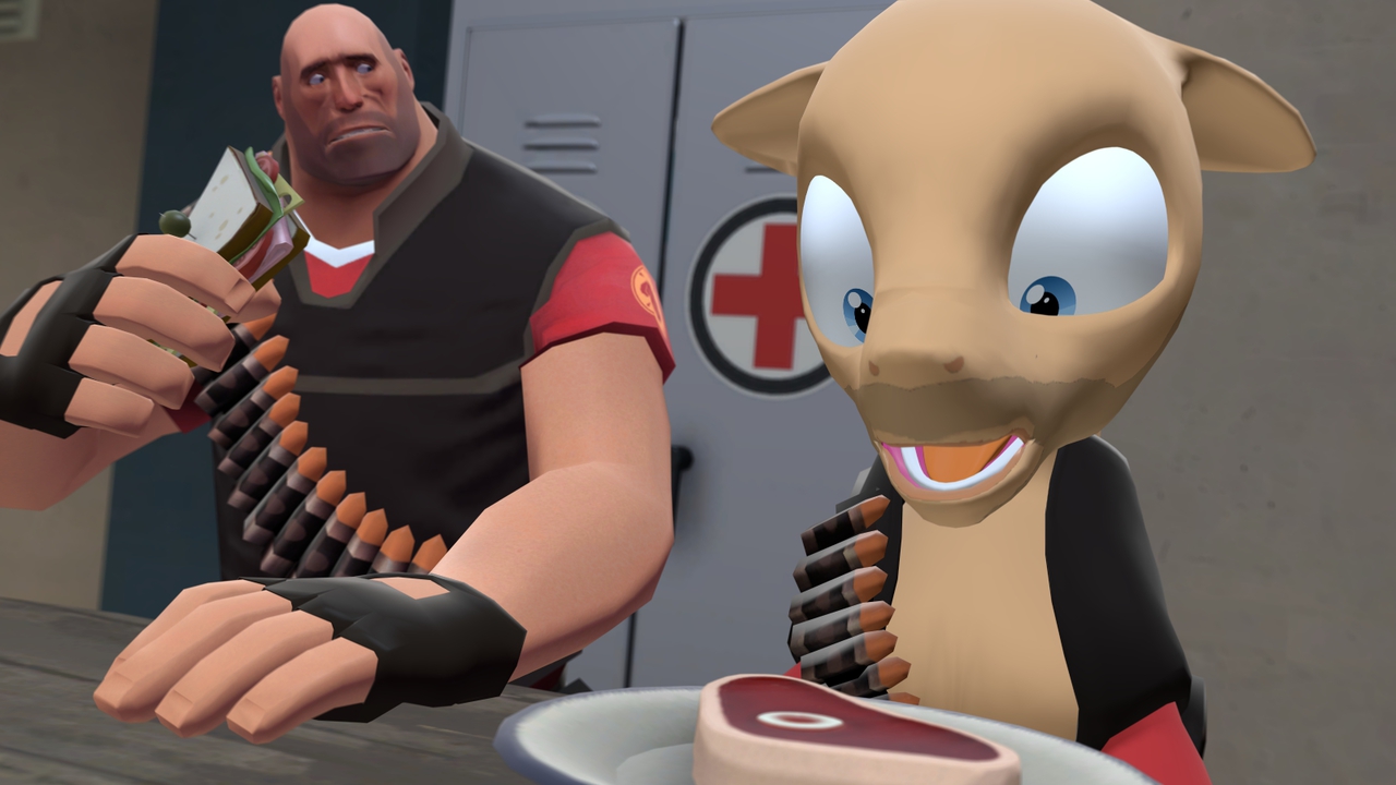#767267 - safe, 3d, gmod, heavy (tf2), heavy weapons guy, meat, ponies ...