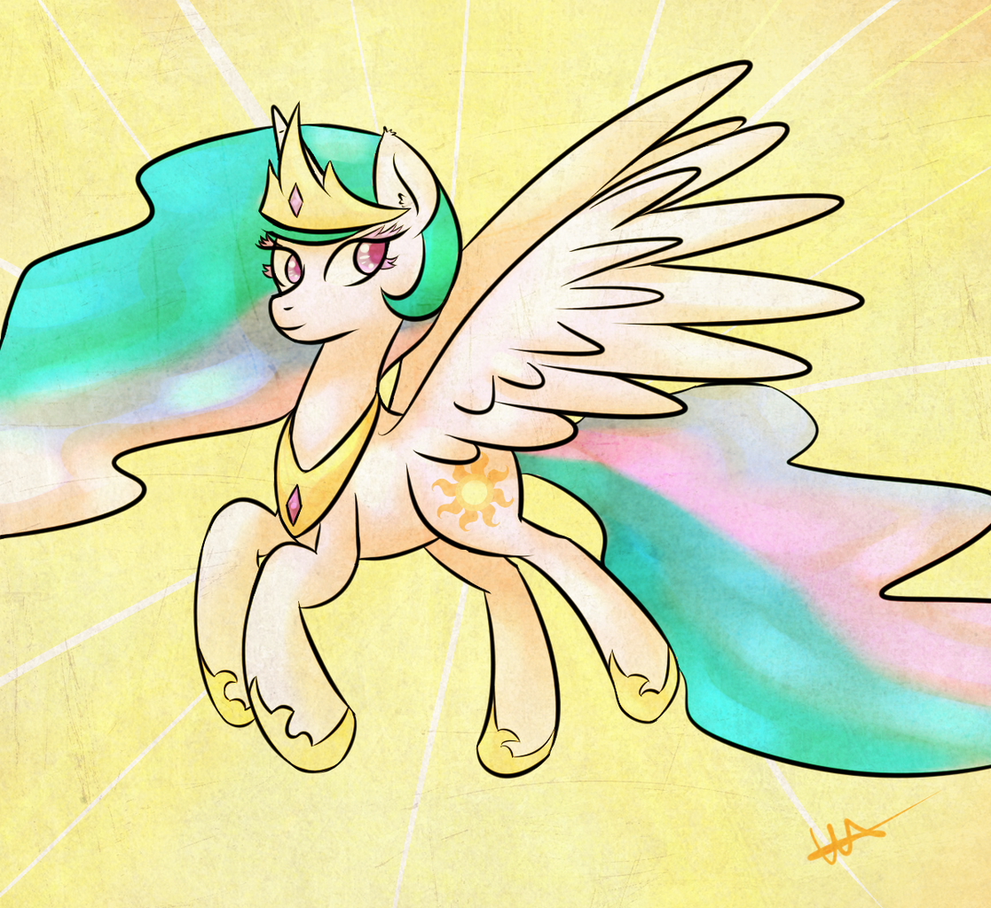 #768724 - safe, artist:wolfy-pony, princess celestia, female, solo ...