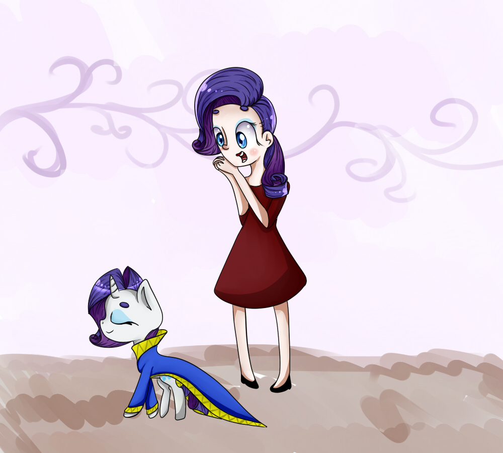 #773592 - safe, artist:bambinen, rarity, human, duo, human ponidox ...