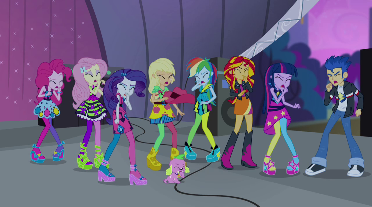 #774310 - safe, screencap, applejack, flash sentry, fluttershy, pinkie ...