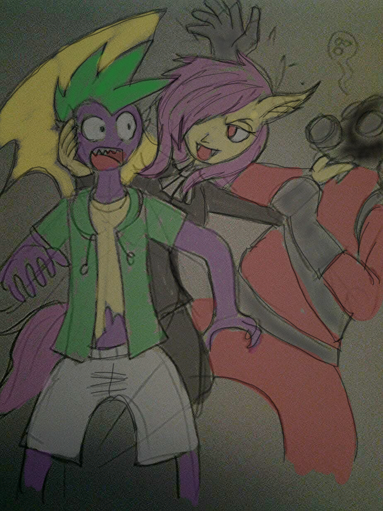 #760189 - suggestive, artist:gameboyred, fluttershy, spike, dragon ...