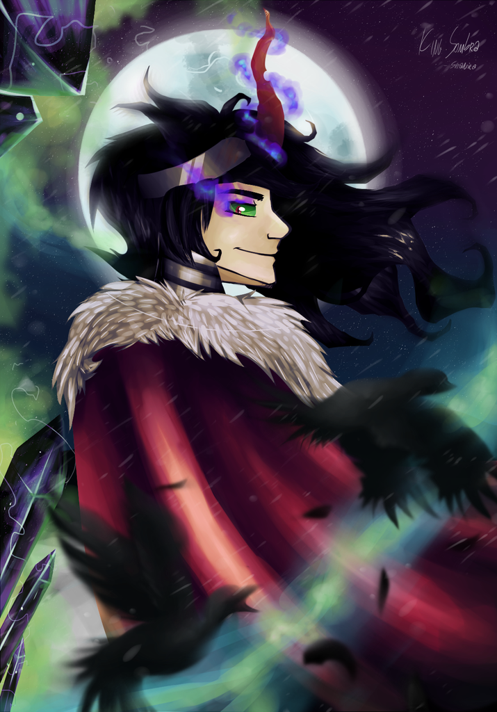 #775591 - safe, artist:xshanika, king sombra, bird, human, g4, dark ...