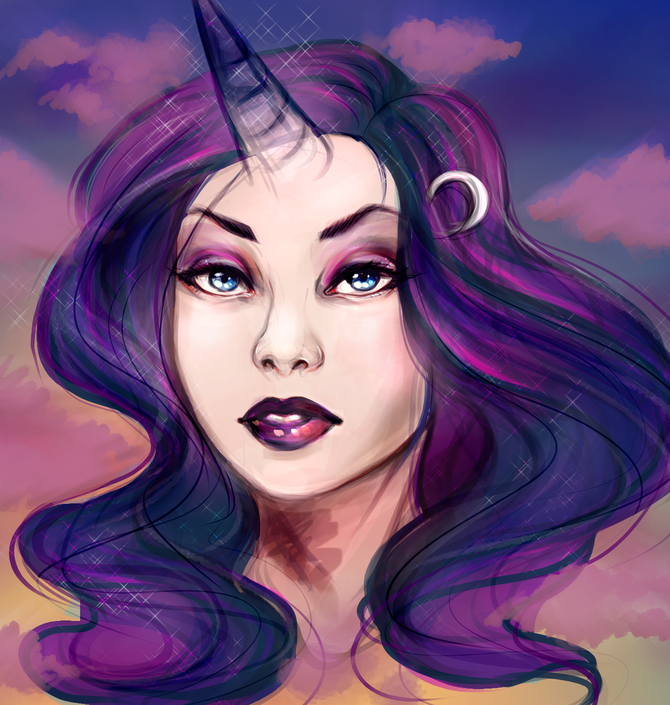 785767 Safe Artistslyblue7 Princess Luna Human G4 Female High Res Horn Horned
