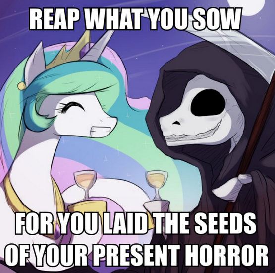 #787942 - safe, princess celestia, g4, grim reaper, image macro, meme ...