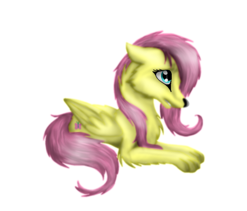 #776711 - safe, artist:lupiarts, part of a set, fluttershy, wolf, g4 ...