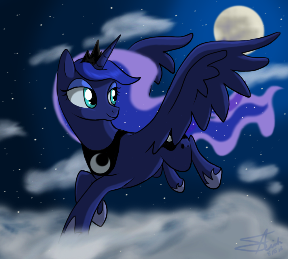 #790326 - safe, artist:gjkou, princess luna, cloud, cloudy, female ...