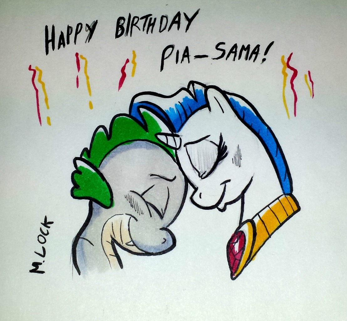 #793594 - safe, artist:mlock, rarity, spike, g4, birthday, female, male ...