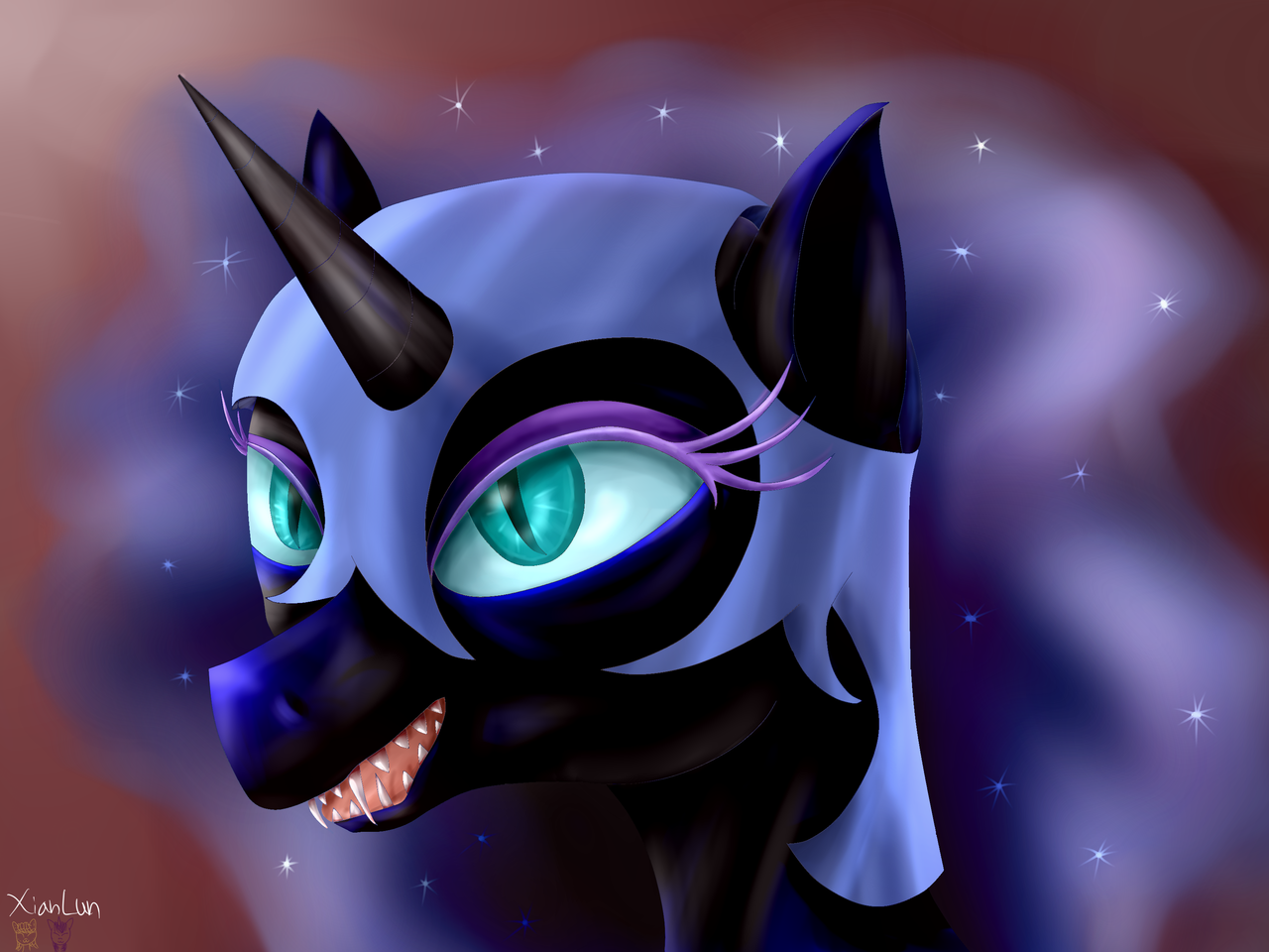 #779356 - safe, artist:xjp6174pjx, nightmare moon, g4, fangs, female ...
