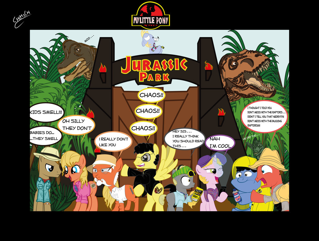 #548155 - safe, artist:chiimich, derpy hooves, brachiosaurus ...