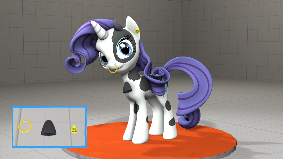 #555457 - safe, artist:nullpotower, rarity, cow, 3d, female, nose ring ...