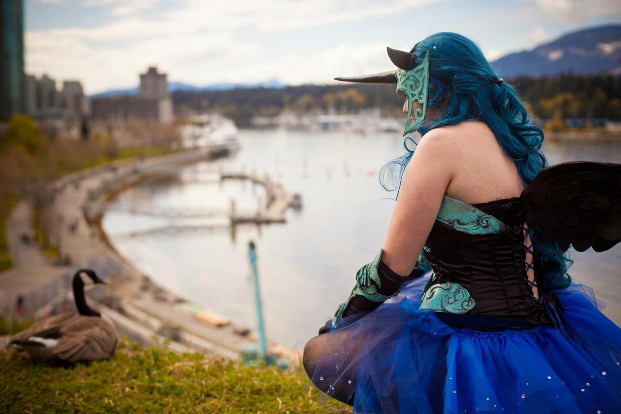 #556970 - safe, artist:kiranox, nightmare moon, bird, goose, human, g4 ...