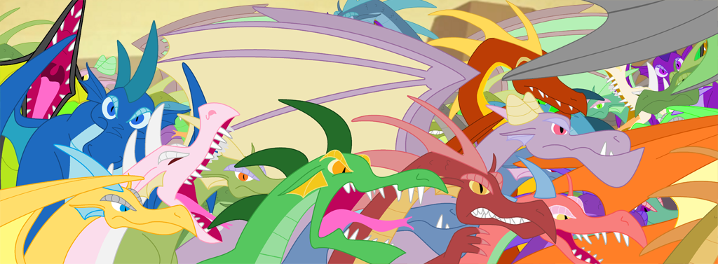 #558551 - safe, artist:queencold, basil, reginald, dragon, mosh pit ...