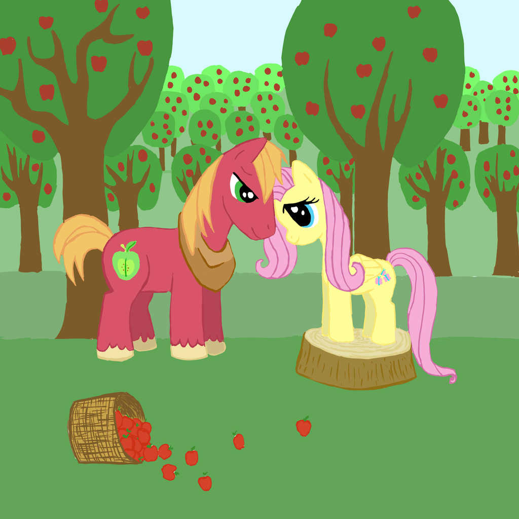 #558851 - safe, artist:finnishgirl97, big macintosh, fluttershy, earth ...