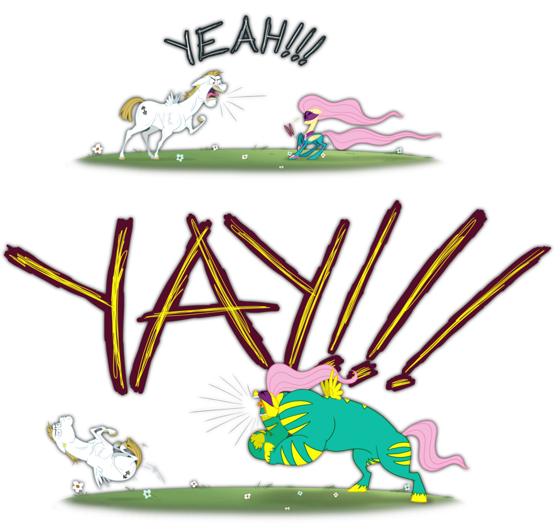 #561215 - safe, artist:grievousfan, bulk biceps, fluttershy, saddle ...