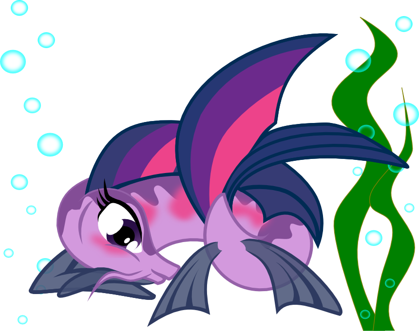 #546382 - safe, artist:skrysal, twilight sparkle, fish, blushing ...
