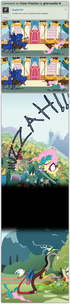 #573696 - safe, artist:grievousfan, discord, fluttershy, princess luna ...