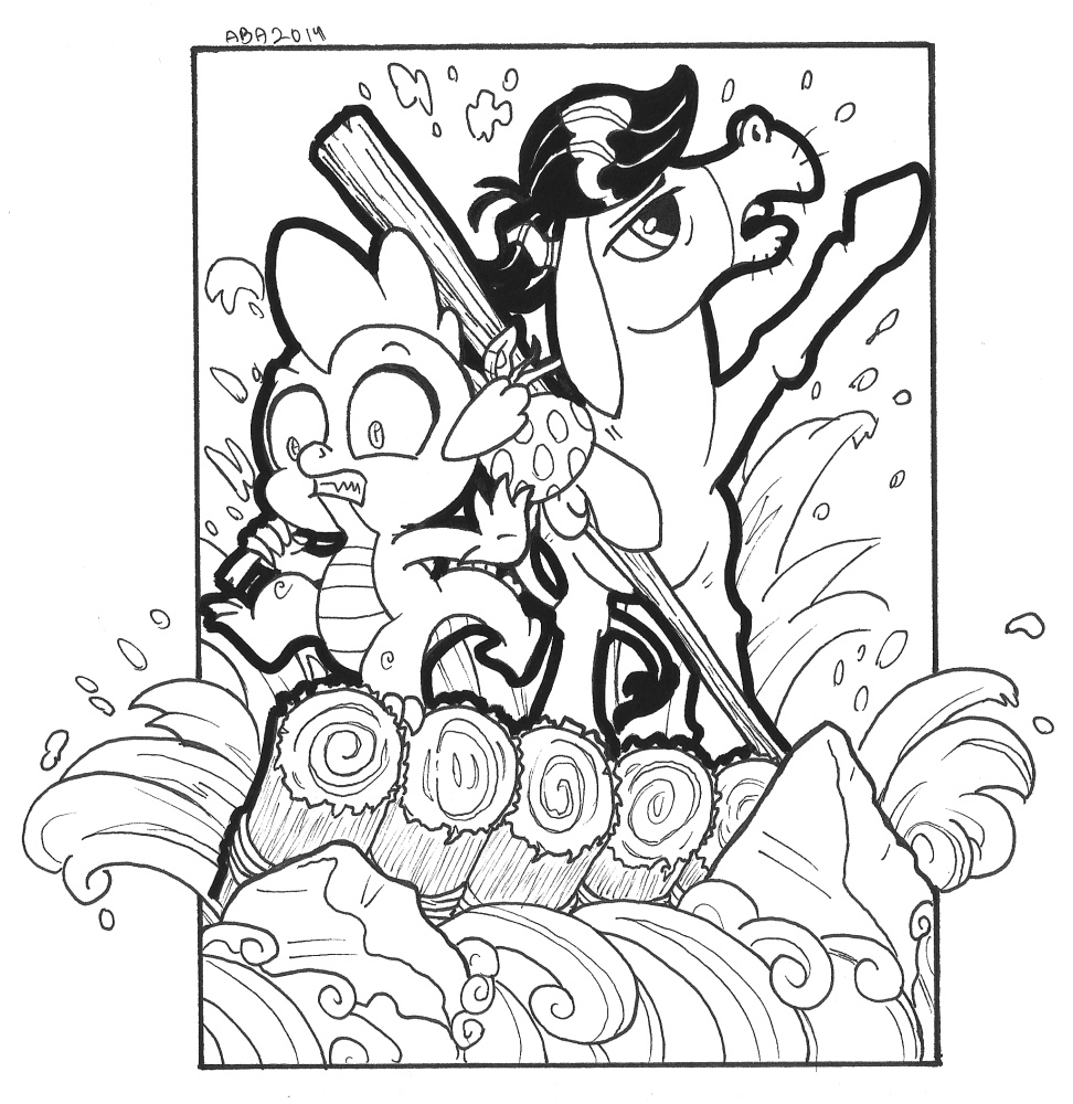 #575247 - safe, artist:abronyaccount, cranky doodle donkey, spike ...