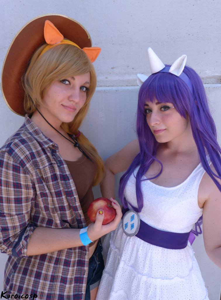 #577675 - safe, artist:exionyukocosplay, applejack, rarity, human ...