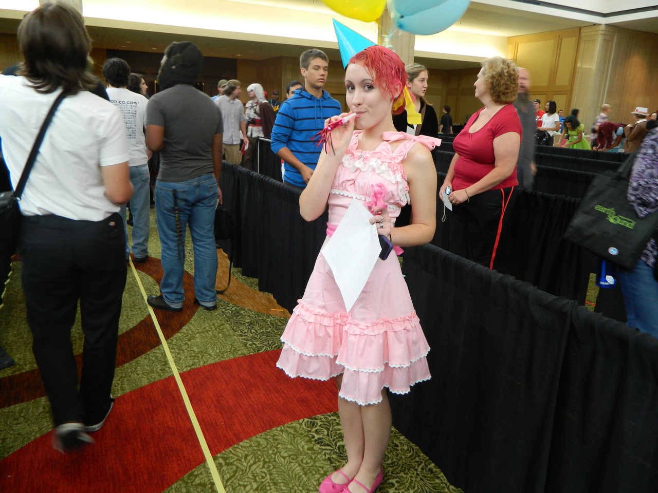 #578557 - safe, artist:murasakirein, pinkie pie, human, balloon ...