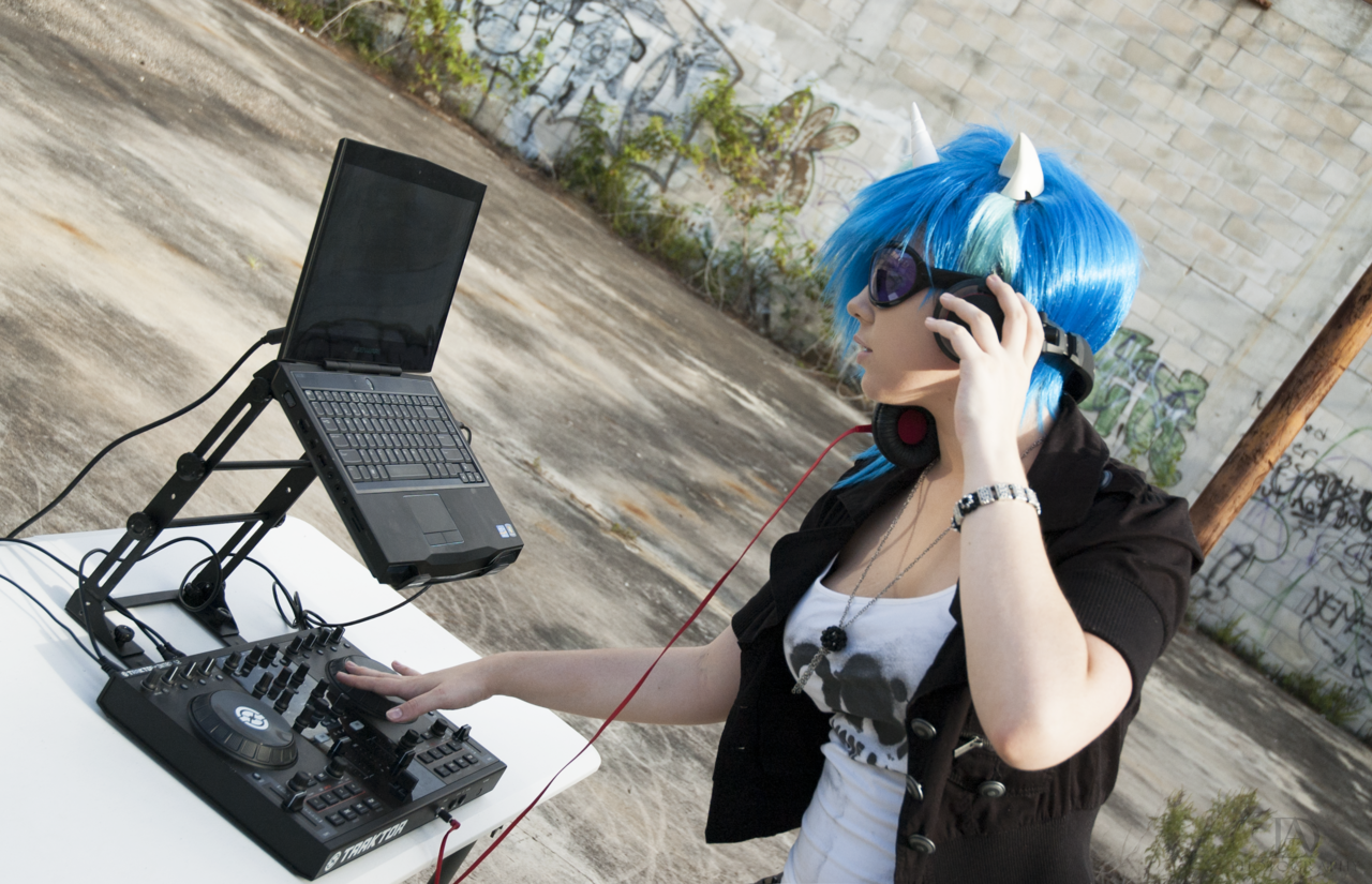 #582714 - safe, artist:norikat, dj pon-3, vinyl scratch, human, cosplay ...
