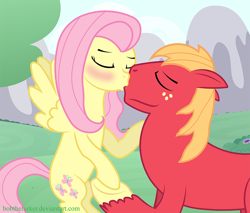 Big Macintosh And Fluttershy Kissing
