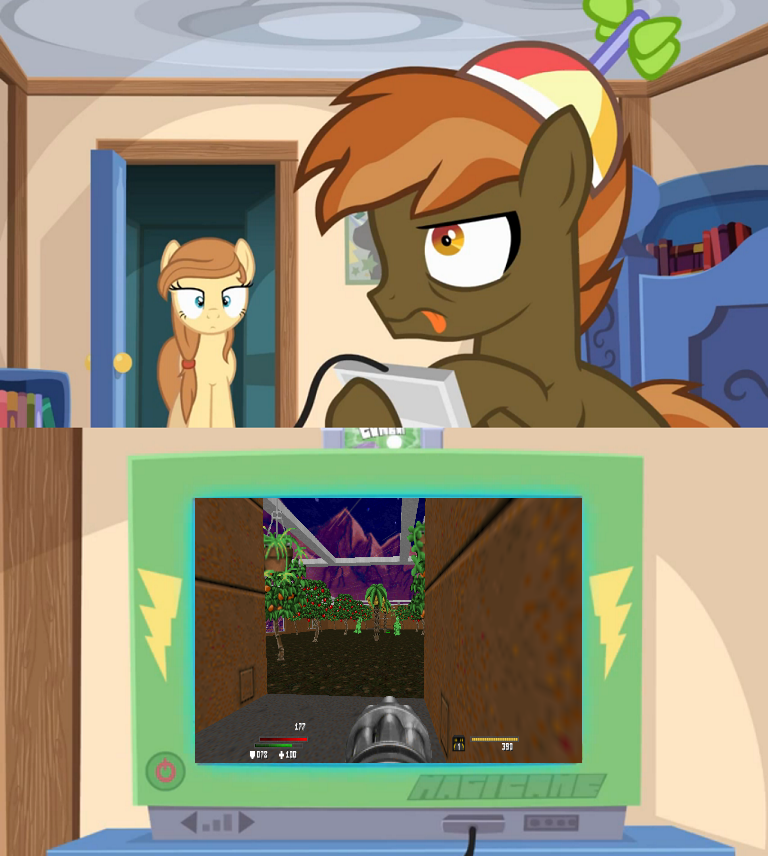 #569861 - safe, button mash, oc, oc:cream heart, earth pony, pony, g4, arboretum, bazoik, button ...