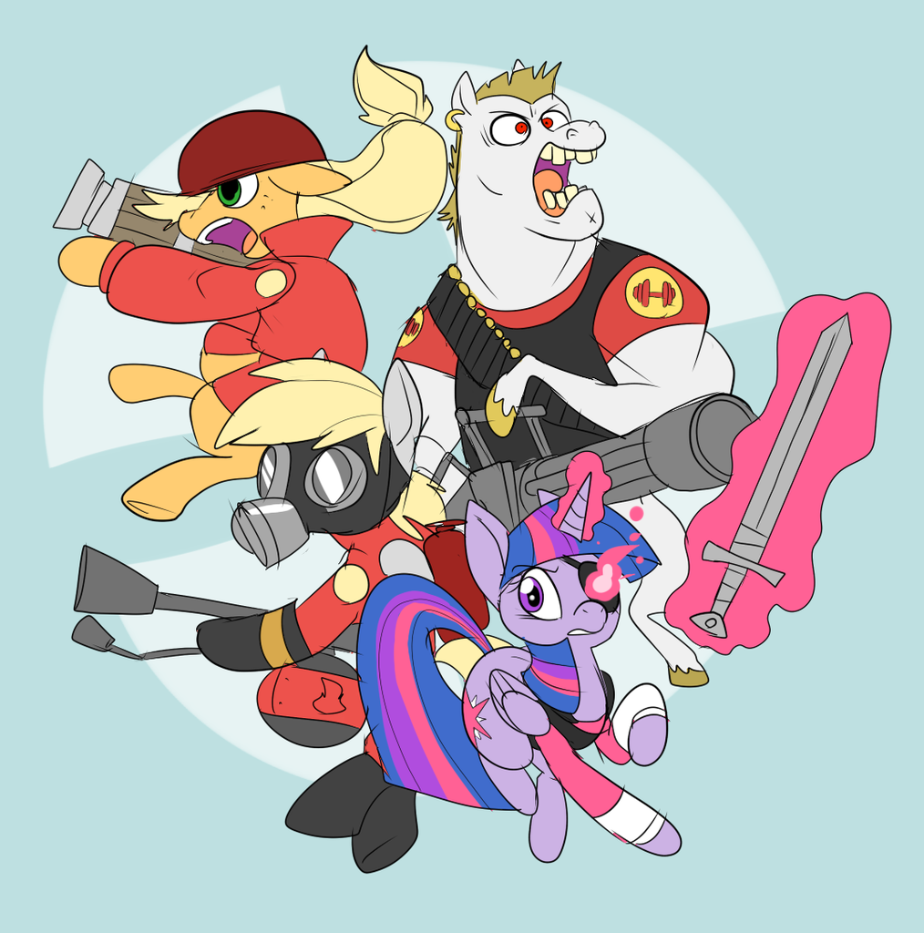 #569915 - safe, artist:metal-kitty, applejack, bulk biceps, derpy ...