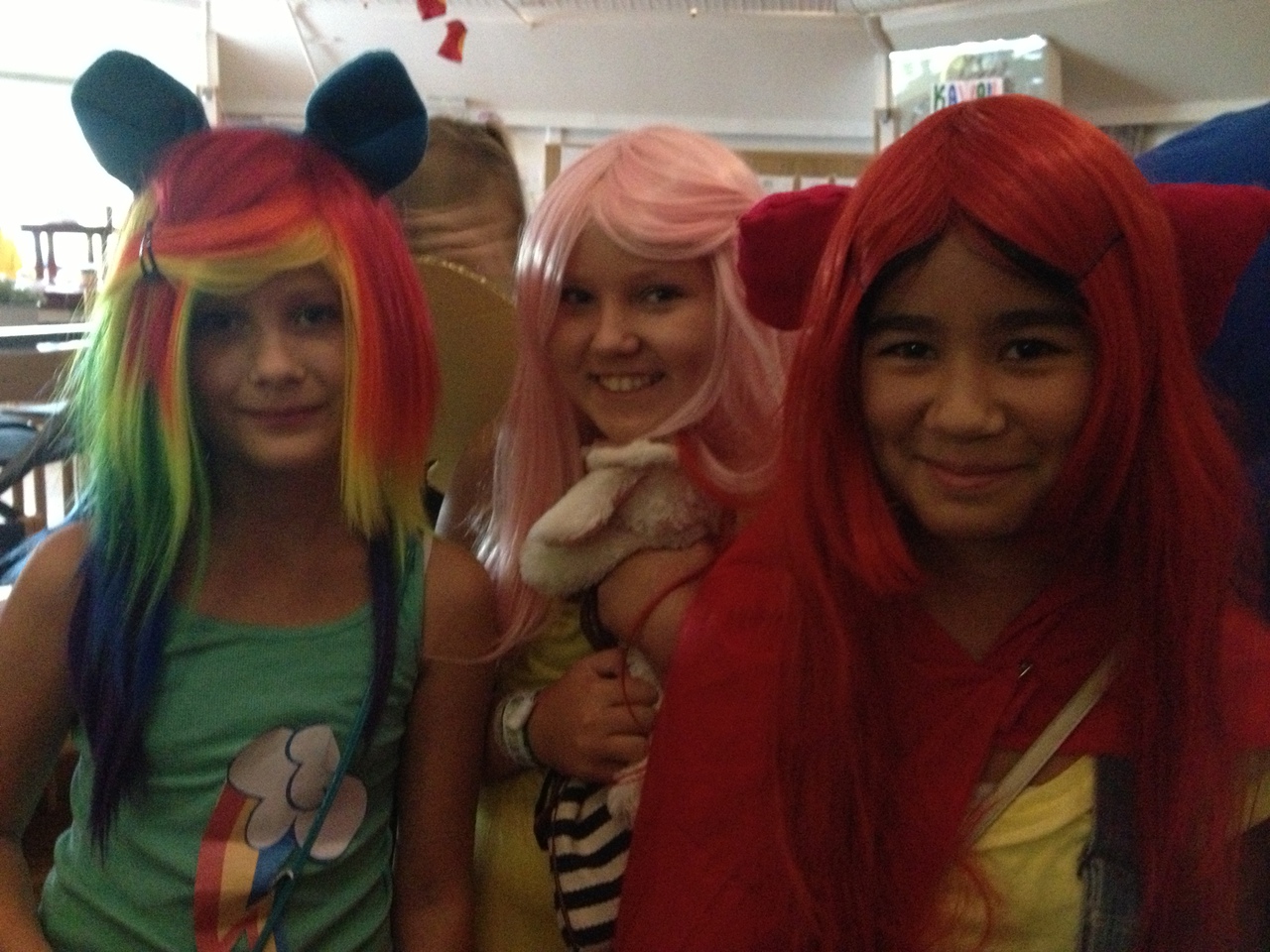 #570213 - safe, apple bloom, fluttershy, rainbow dash, human, cosplay ...