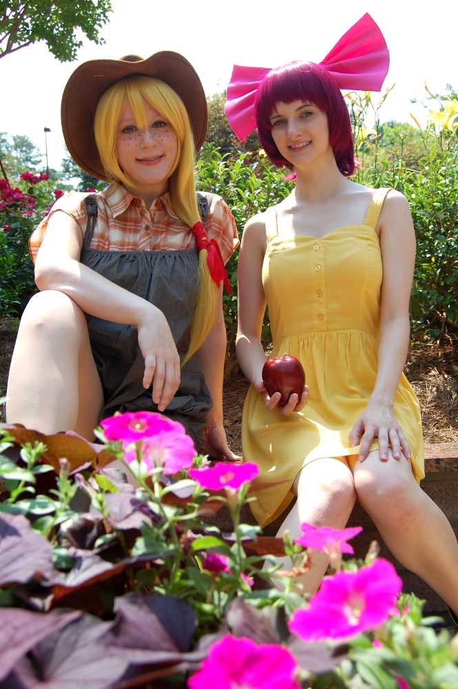 #570796 - safe, artist:envelcosplay, apple bloom, applejack, human ...