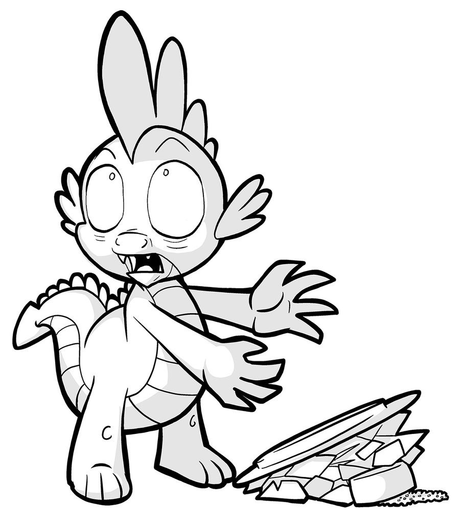 #597778 - safe, artist:secoh2000, spike, male, monochrome, solo ...