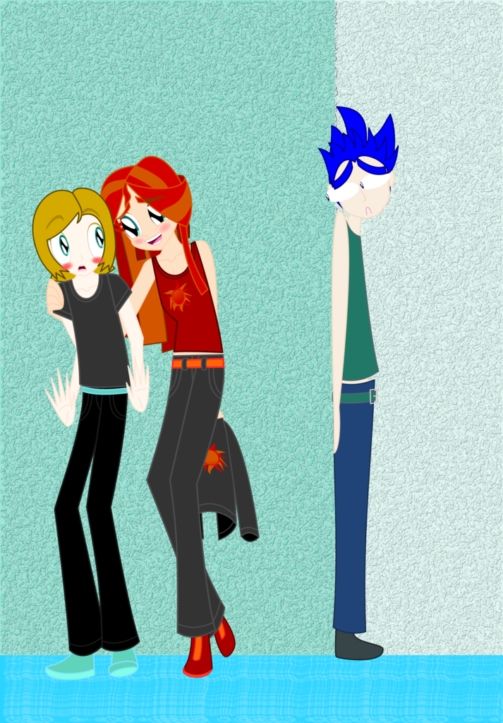 #599093 - safe, artist:britt-entertainment, flash sentry, sunset ...