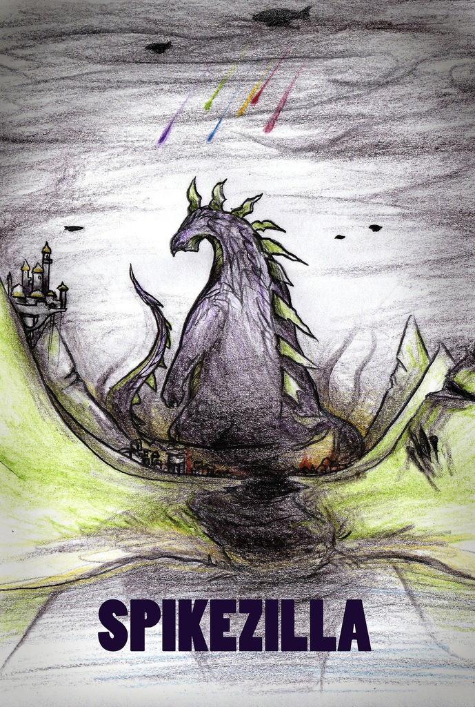 #600344 - safe, artist:whitepone, spike, kaiju, g4, godzilla (series ...