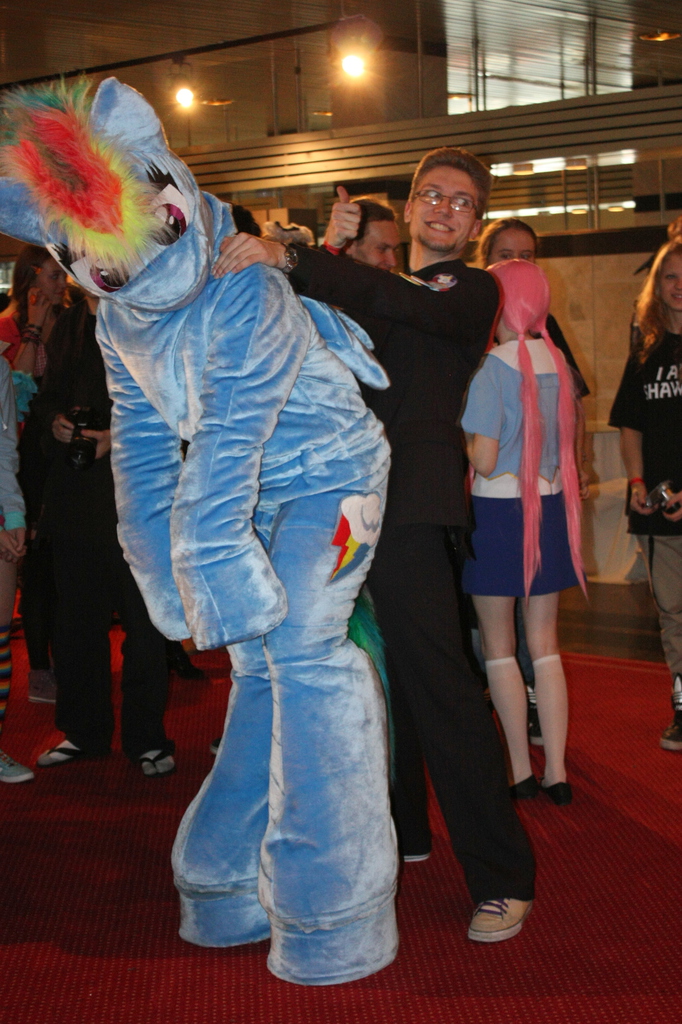 #603355 - suggestive, rainbow dash, human, cosplay, fursuit, irl, irl ...
