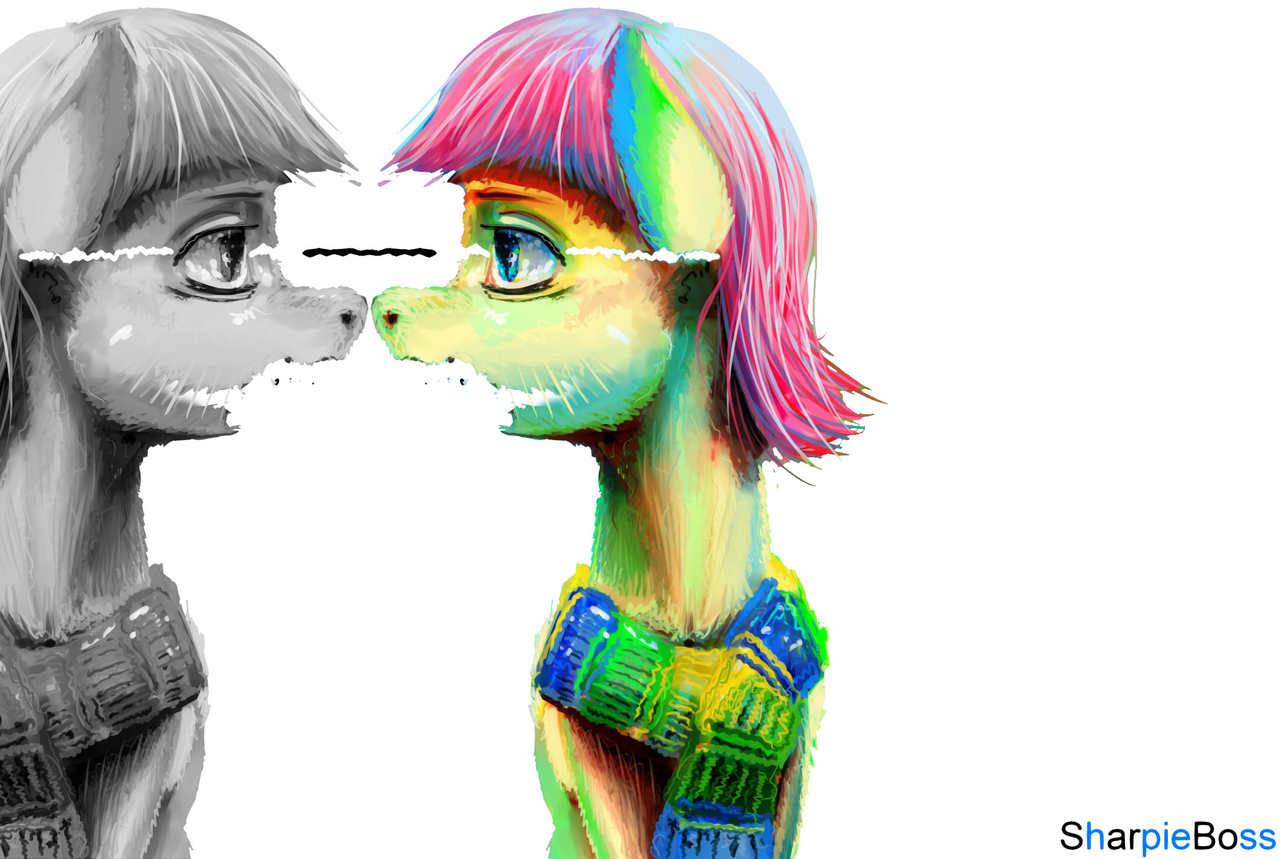 #605303 - semi-grimdark, artist:sharpieboss, fluttershy, clothes ...