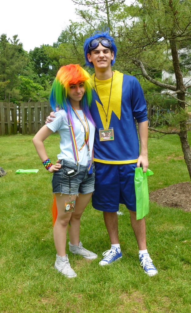 #605994 - safe, rainbow dash, soarin', human, g4, cosplay, goggles, irl ...