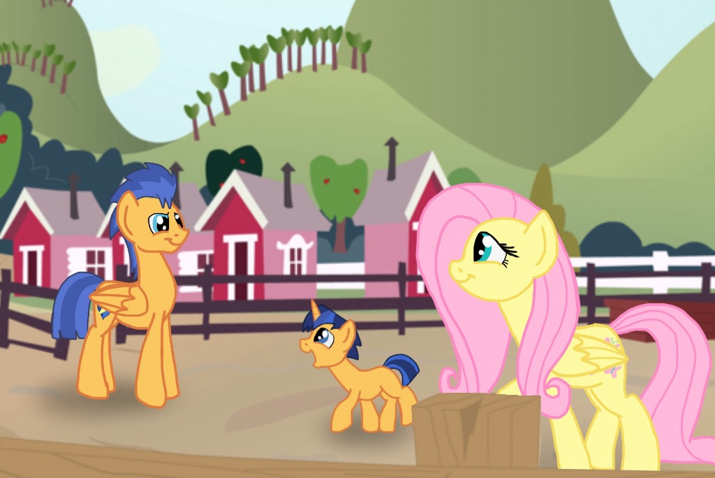 #613835 - safe, artist:biosonic100, flash sentry, fluttershy, oc, oc ...