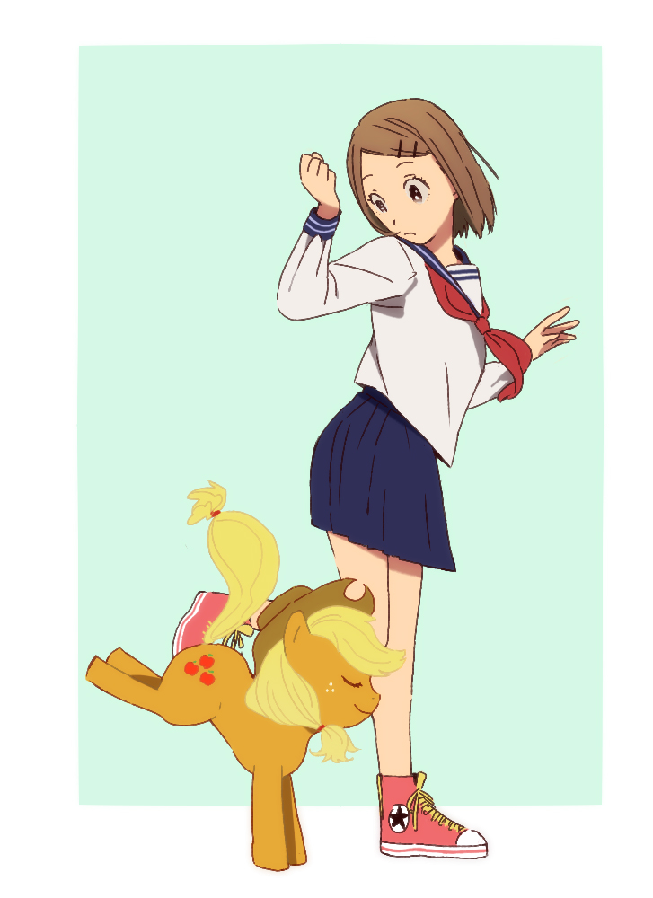 #626010 - safe, artist:otobe, applejack, human, g4, pixiv - Derpibooru
