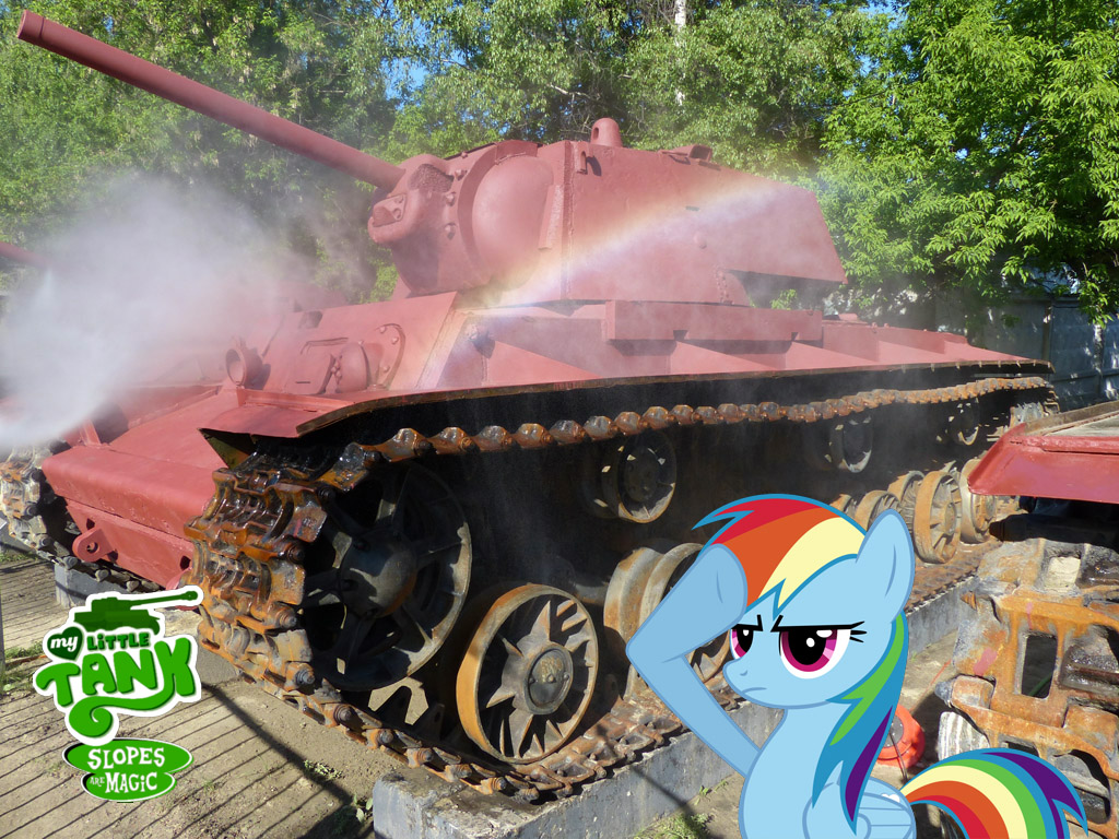 #633403 - safe, rainbow dash, g4, female, kv-1, rainbow, solo, tank ...