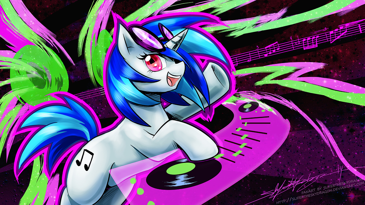 #638767 - safe, artist:slifertheskydragon, dj pon-3, vinyl scratch ...