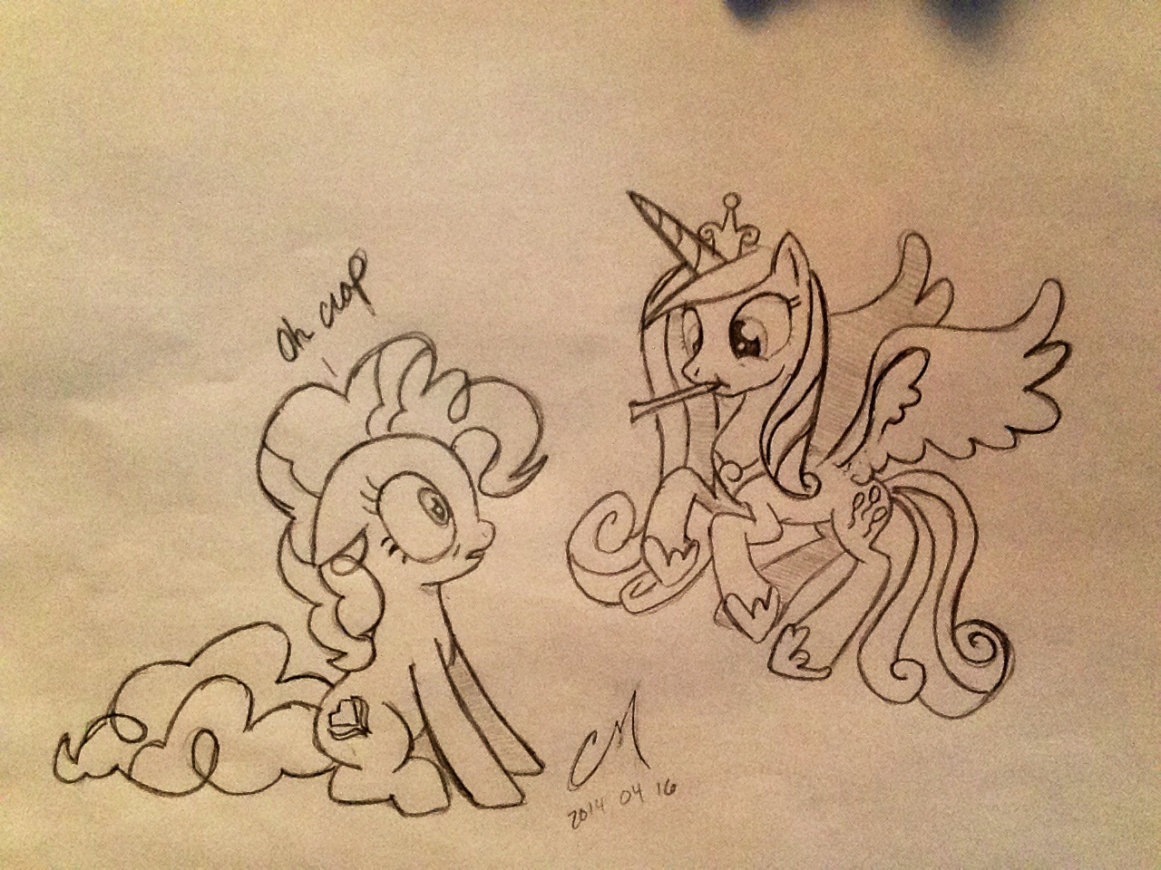#616001 - safe, artist:cradlmaster, pinkie pie, princess cadance, body ...