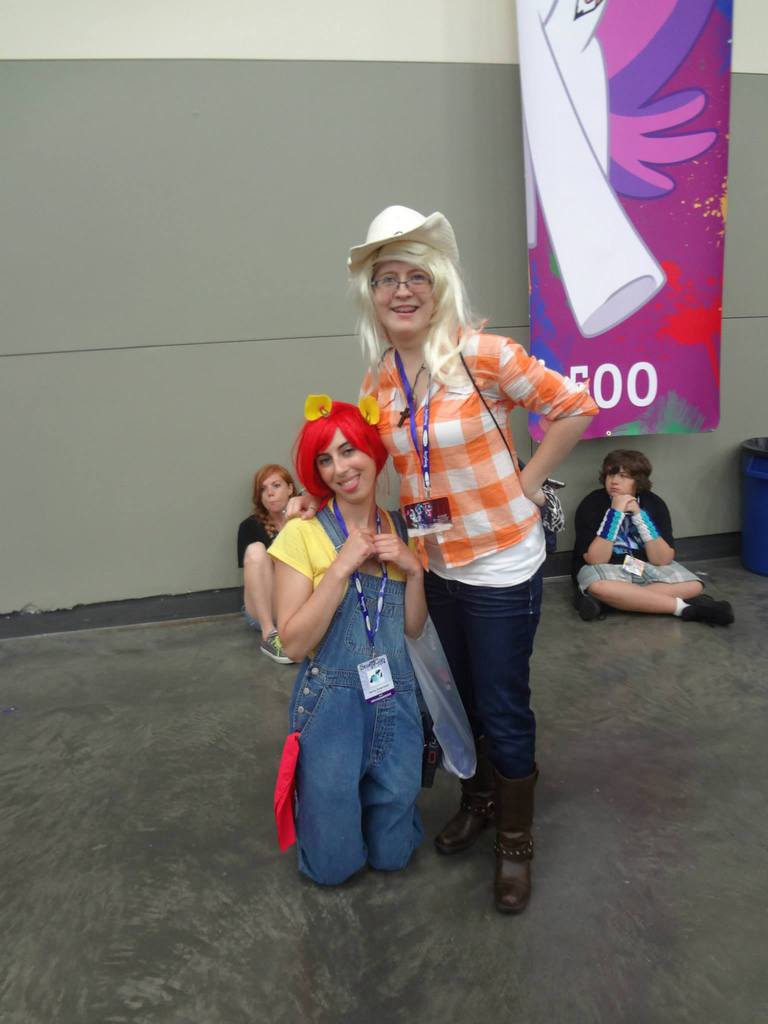 #618045 - safe, apple bloom, applejack, human, g4, cosplay, irl, irl ...
