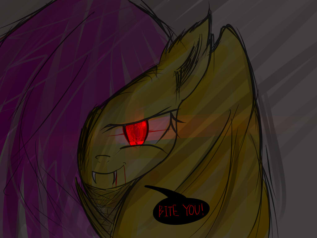 #620833 - safe, artist:hebibox, fluttershy, g4, blood, fangs, female ...