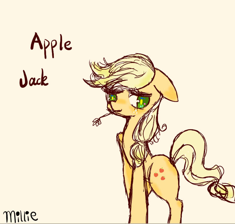 #642062 - safe, artist:millie, applejack, g4, female, hatless, looking ...
