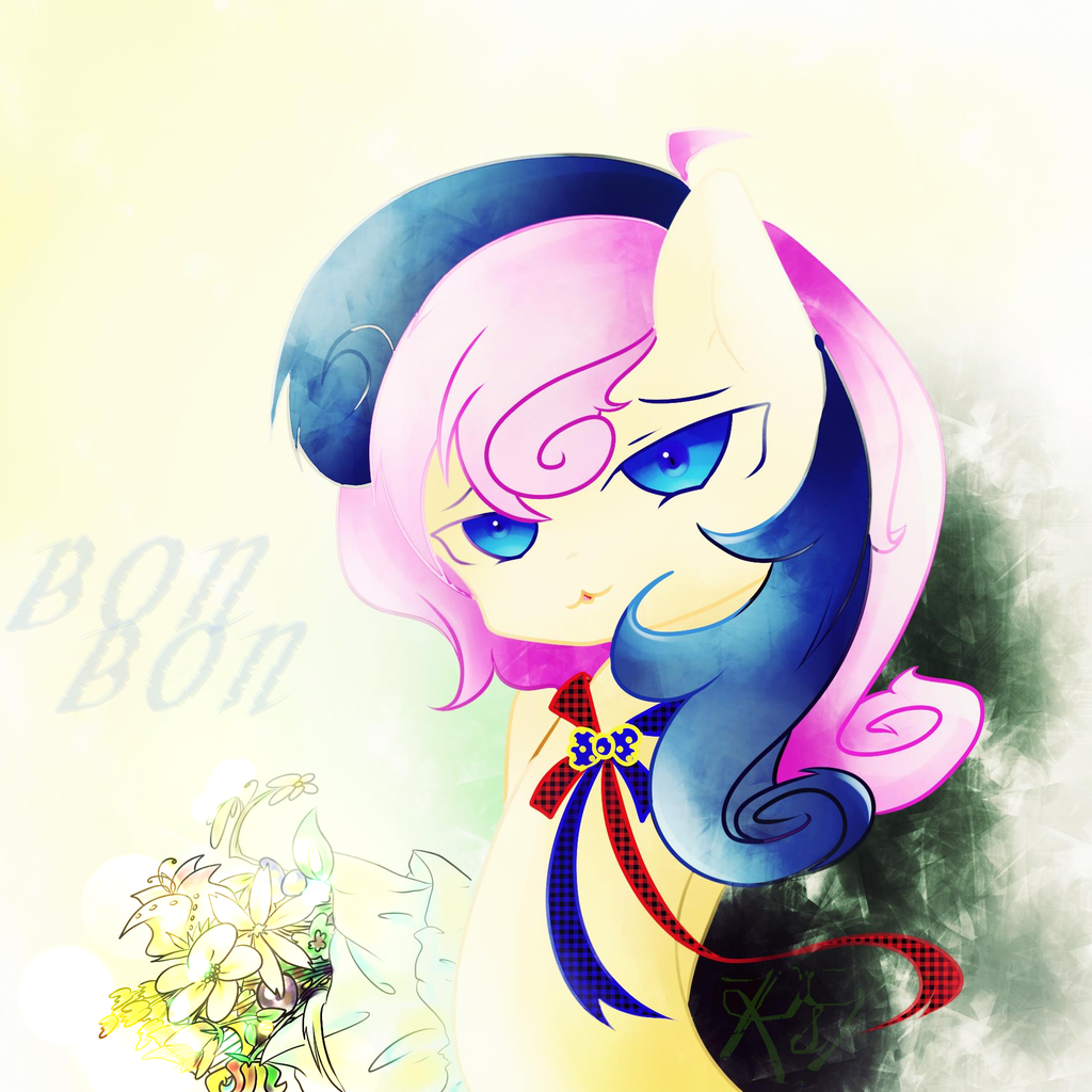 #649641 - safe, artist:rst, bon bon, sweetie drops, female, flower ...