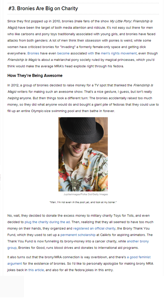 #650521 - safe, bronies for good, brony thank you fund, charity, cracked.com, fedora shaming ...