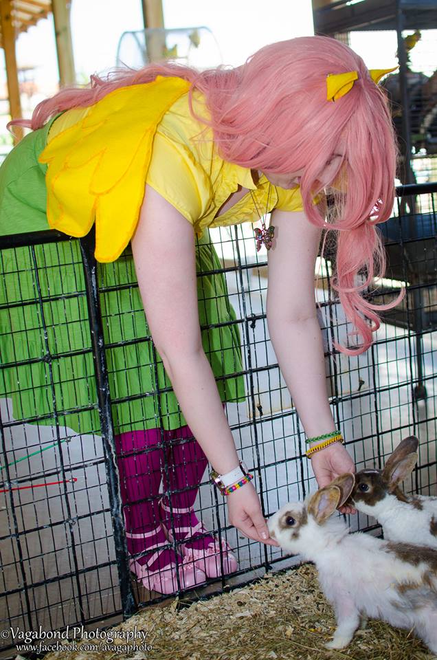 #657367 - safe, artist:rufflesandrainbows, fluttershy, human, rabbit ...