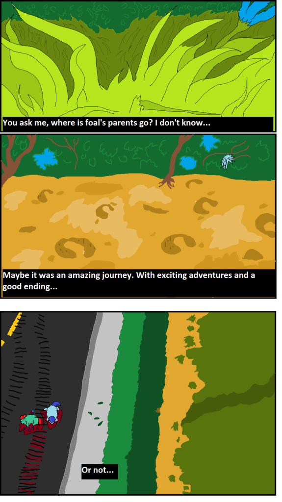 #663648 - grimdark, artist:artist-kun, fluffy pony, blood, comic ...