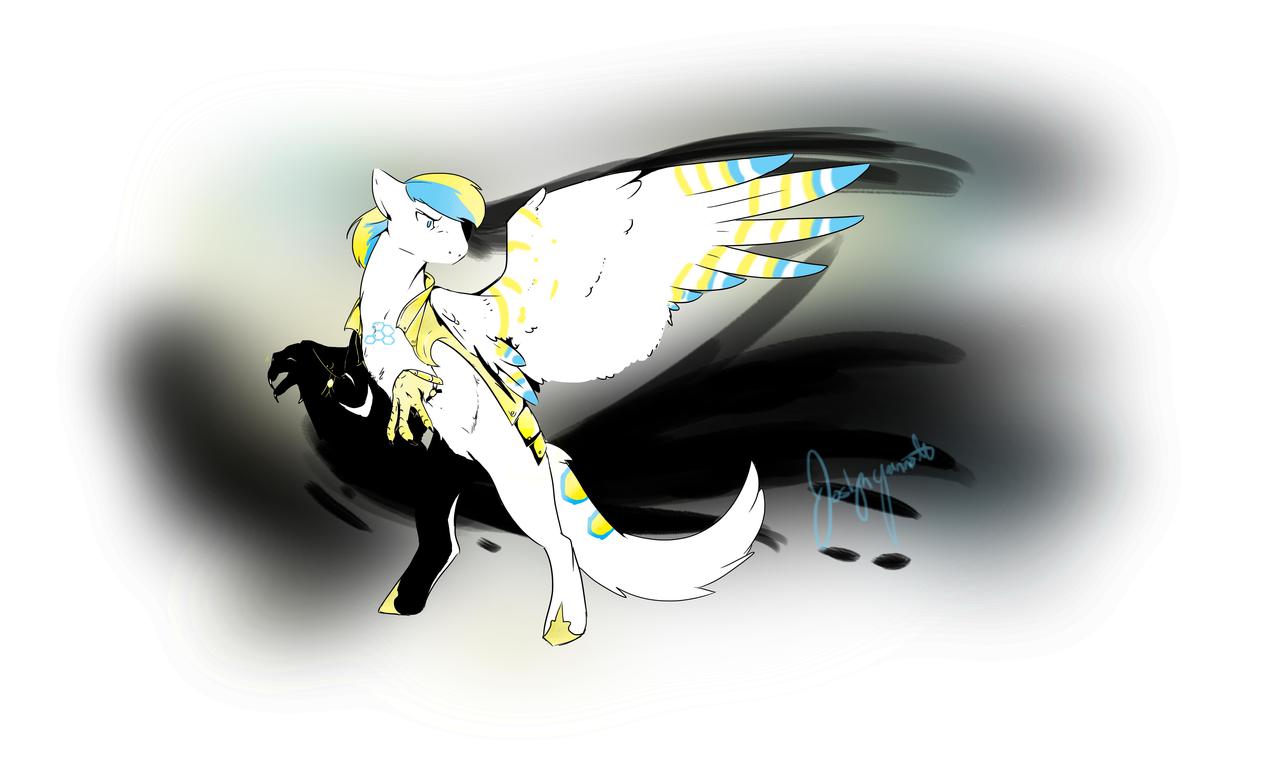 #664873 - safe, artist:tigerz-box-of-joy, oc, oc only, oc:cirrus sky, hippogriff, pegasus, pony ...