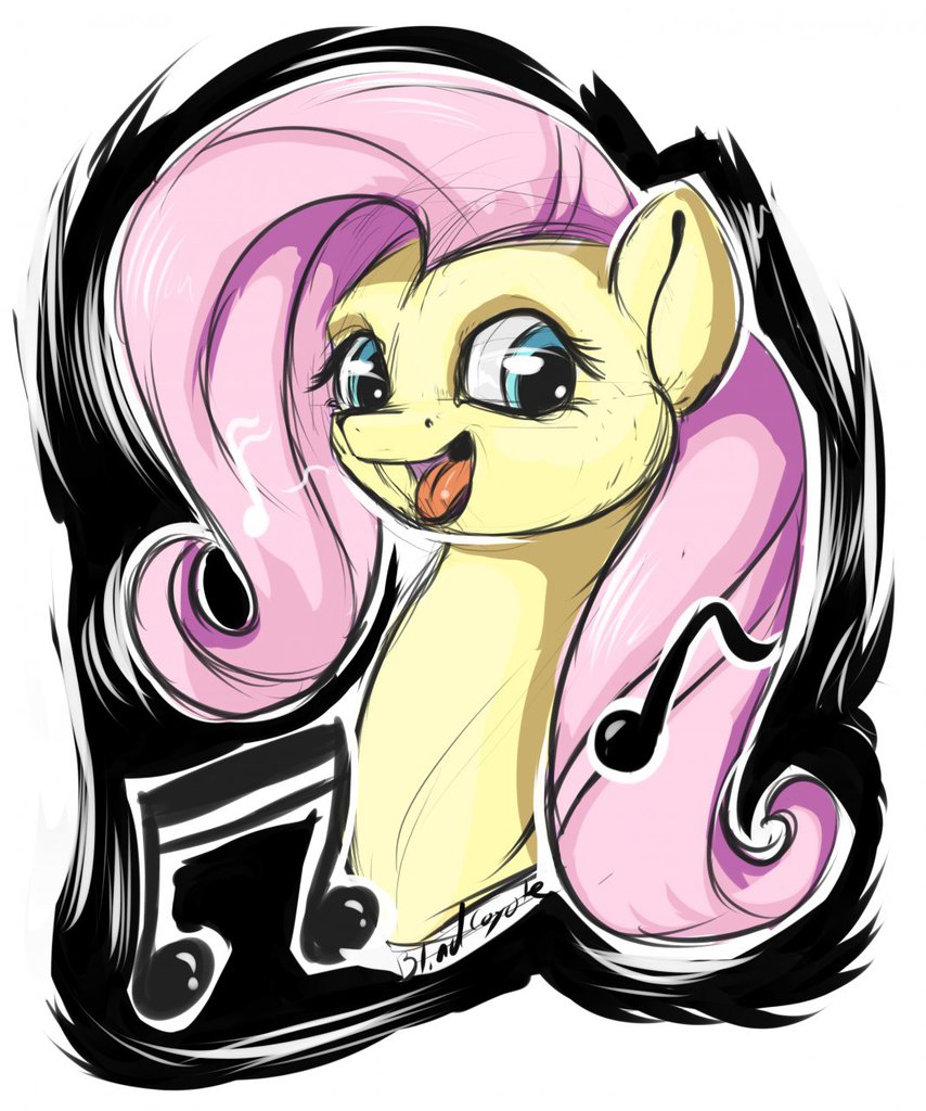 #644572 - safe, artist:blindcoyote, fluttershy, female, singing, solo ...